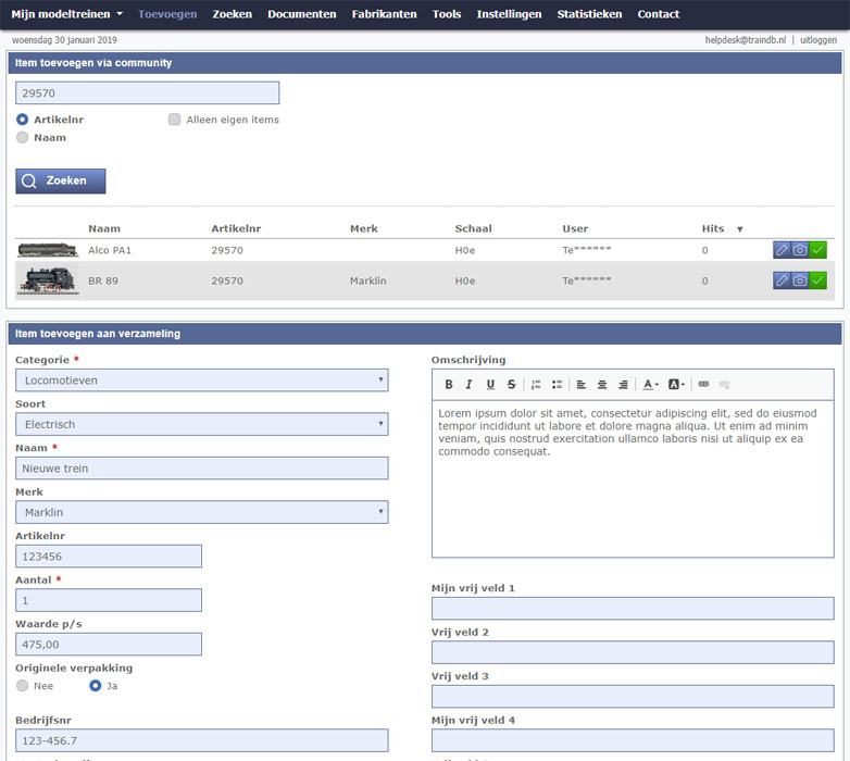 Train Database - Inloggen